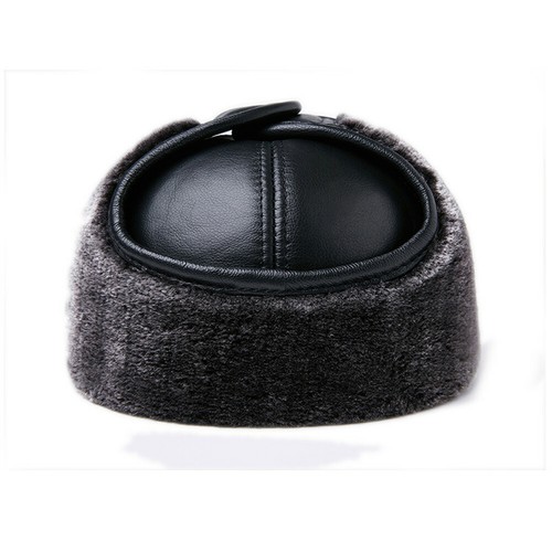 Men's Genuine Leather Winter Warm Trapper Warm Hat Baseball Cap Outdoor ...