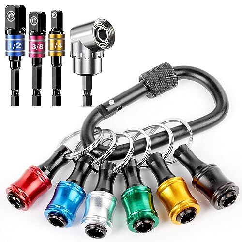 6 Pcs 1/4 Bit Holder Keychain Gadgets For Men 3 Pcs 1/4" 3/8" 1/2 ...