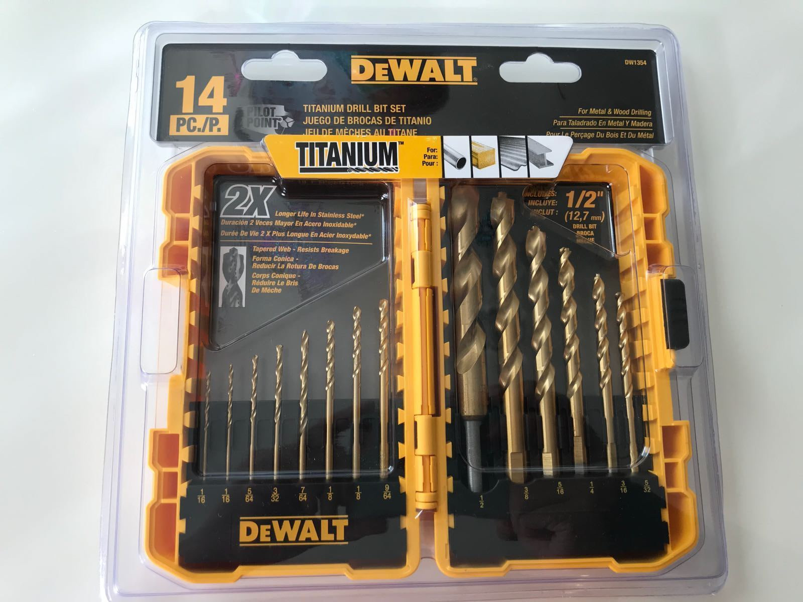 DEWALT DW1354 14Piece Titanium Drill Bit Set, New, Free Shipping | eBay