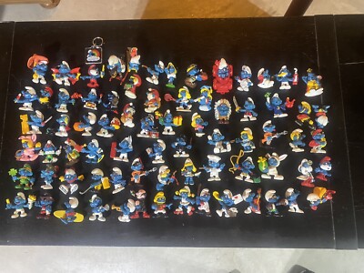 VINTAGE SMURF FIGURINES Large Collection -LOT OF 74! Plus Extras. Rare ...