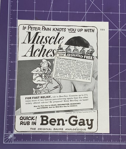 BEN-GAY PETER PAIN MUSCLE ACHES 1954 PRINT AD | eBay