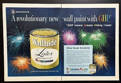 Pittsburgh Paints Wallhide Satinhide 1963 Print Ad 20.5"x13.75 ...
