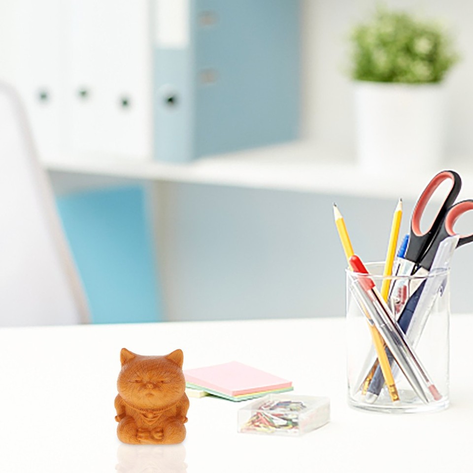 Wooden Carved Cat Sculpture Desktop Wood Small Cat Ornament | eBay ...