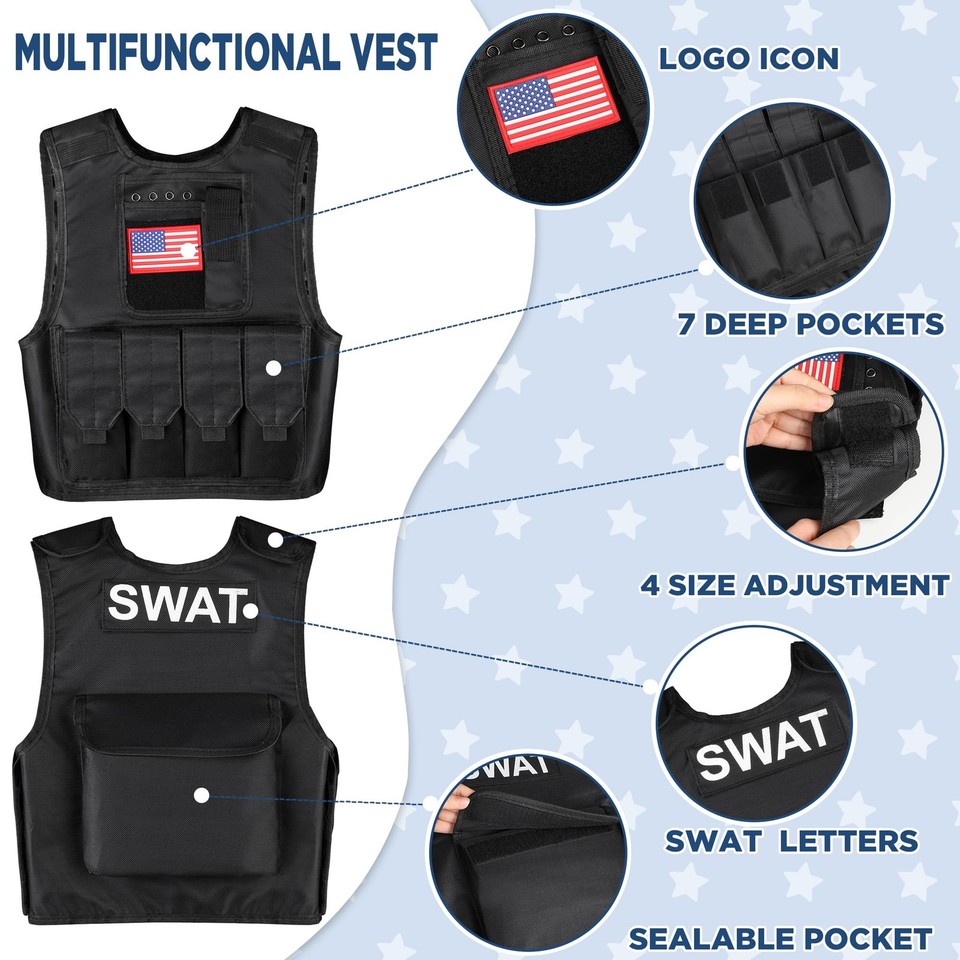 Kids SWAT Police Officer Costume - Role Play Kit for Halloween Fun | eBay