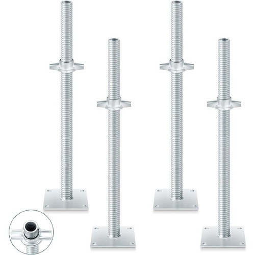 4 Pcs Adjustable Scaffolding Leveling Jack Hollow Screw Jacks with Base ...