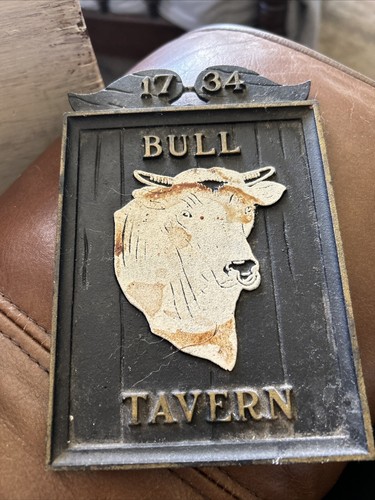 Vintage Bull Tavern 1734 Cast Metal Advertising Bar Sign Plaque 6"×4 ...