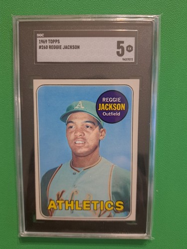 1969 Topps Reggie Jackson ROOKIE CARD #260 SGC 5 (EX) Oakland Athletics ...