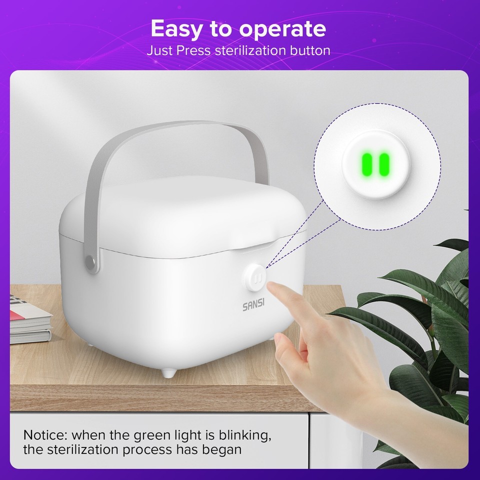 SANSI UV Light Sanitizer Cleaner Box 360° UVC Chips Sanitizes in 5 Mins ...