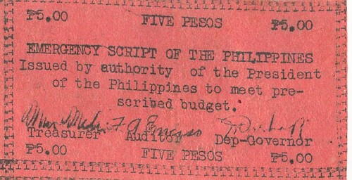 Philippines (Emergency Script) 5 Pesos 1943 | eBay