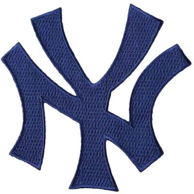 New York Yankees Patch Jersey Lettering Interlocking 'NY' Blue Logo MLB ...