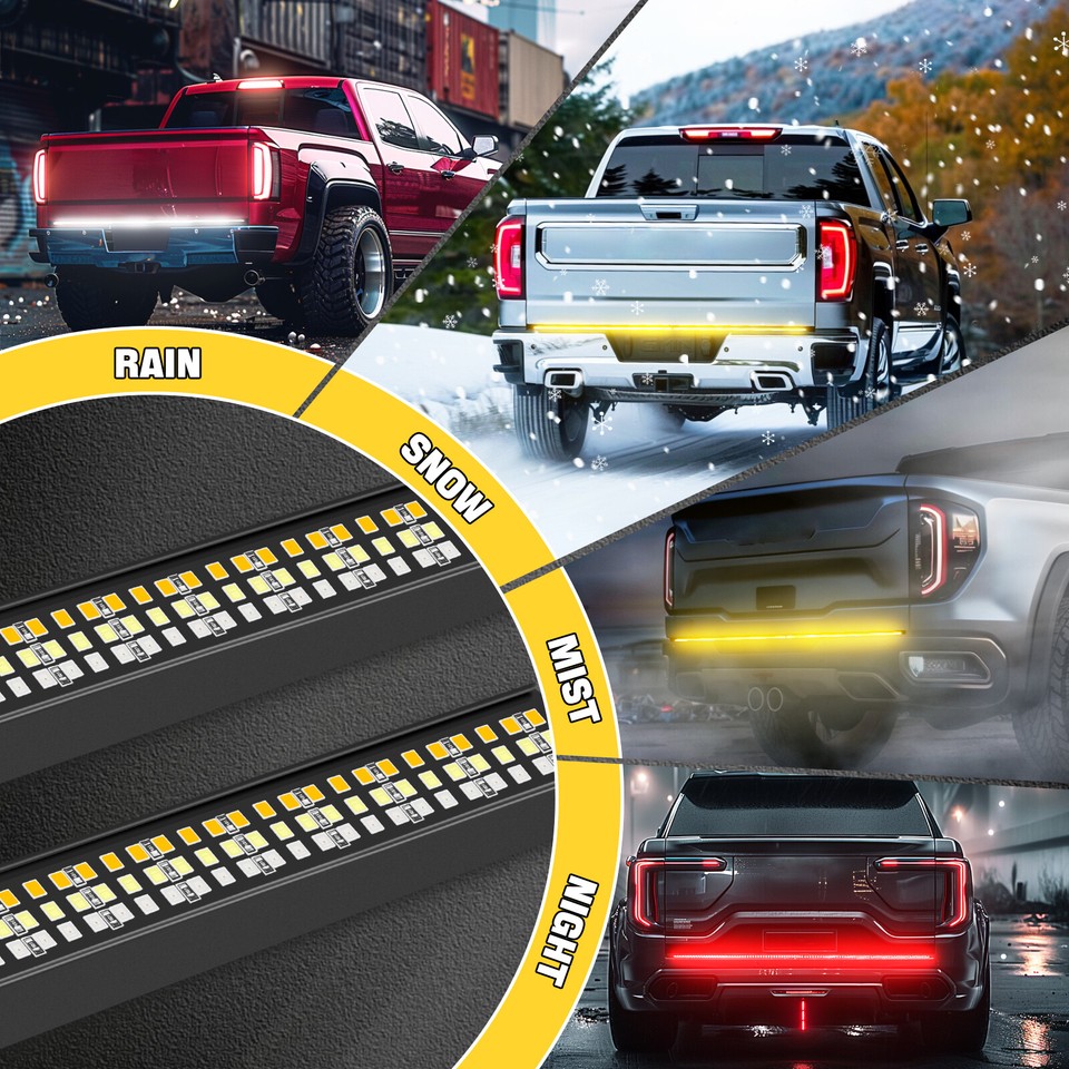 60" 3 Row LED Tailgate Brake Strip Light Bar Sequential For Ford F250 ...