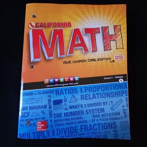 CA California Math Your Common Common Core Edition CCSS Course 1 Volume ...