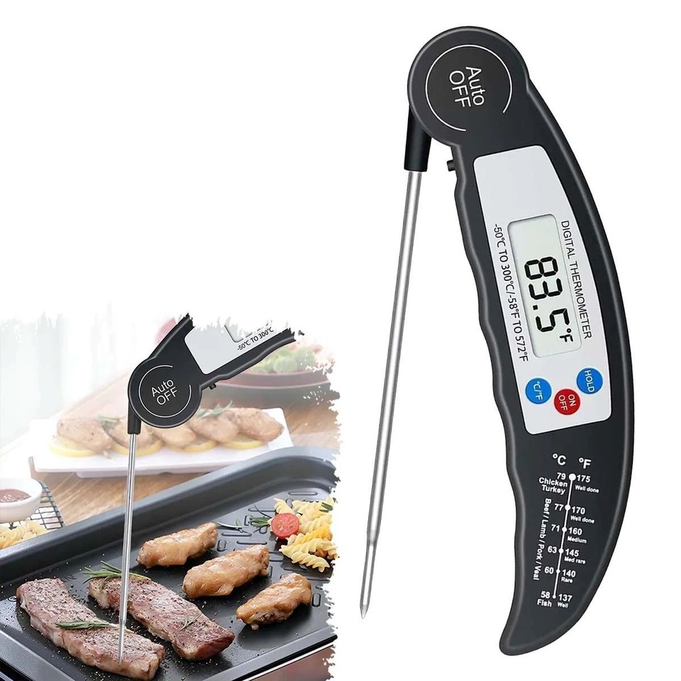 Kitchen Food Thermometer Foldable Probe BBQ Grill Oven Temperature ...