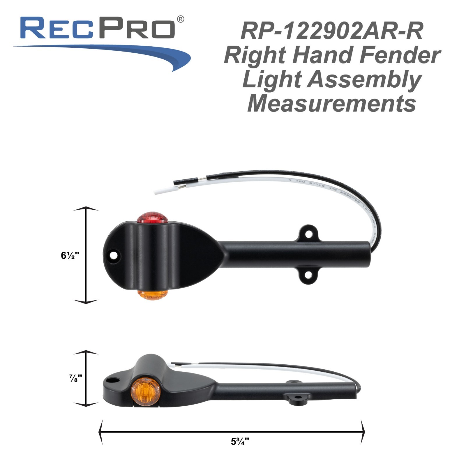 RecPro Trailer Left & Right Fender Light Set | 3/4" Dual LED | Red ...