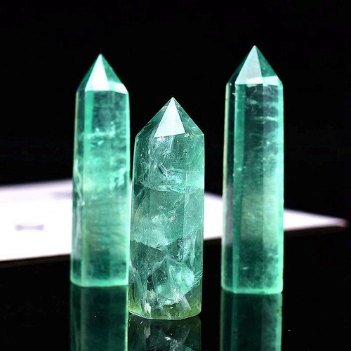 Natural Green Fluorite Quartz Obelisk Healing Crystal Stone Point Rock ...