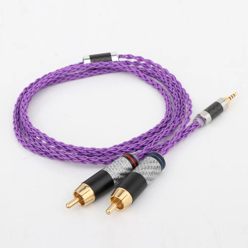 2.5mm Silver Plated TRRS Balanced Wire To 2 RCA Male Headphone Adaptor ...