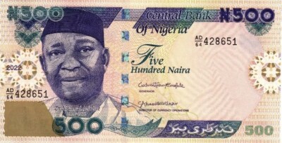 Nigeria 500 naira 2022 Unc Banknote. single 500 naira note good ...