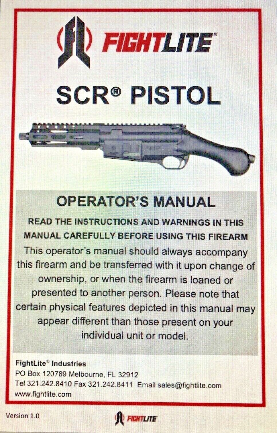 FIGHTLITE SCR PISTOL SCR MCR CARBINE RIFLE FN FAL HERSTALL OWNERS USER ...