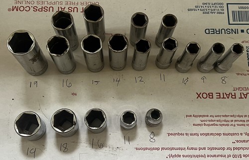 18 snap on socket chrome 3/8 drive deep and shallow metric lot of ...
