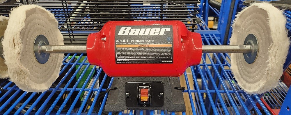 Buffer 8 in. Stationary 3/4 HP 6-1/2 in extended shafts w/2 wheels 3950 ...