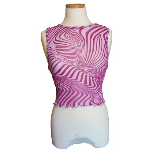 NWT Nasty Gal Marble Print Flock Sheer Racerback Cropped Tank Top Women ...