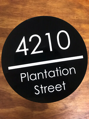 Personalised ROUND House Number Address Sign Vinyl Name Acrylic Street ...