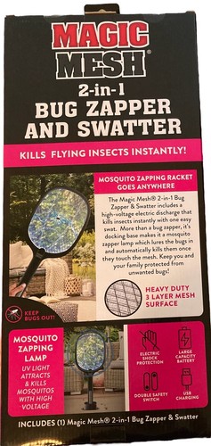 Magic Mesh 2-in-1 Bug Rechargeable Electric Swatter & Night Zapping ...