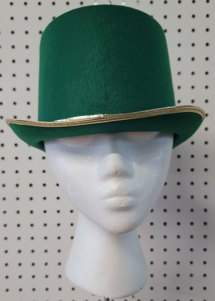 St. Patrick's Day Leprechaun Adult Permafelt Green Top Hat (5 Inch Tall ...