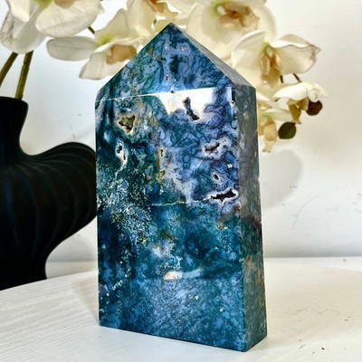 2.75LB Natural water grass agate crystal obelisk quartz crystal energy ...