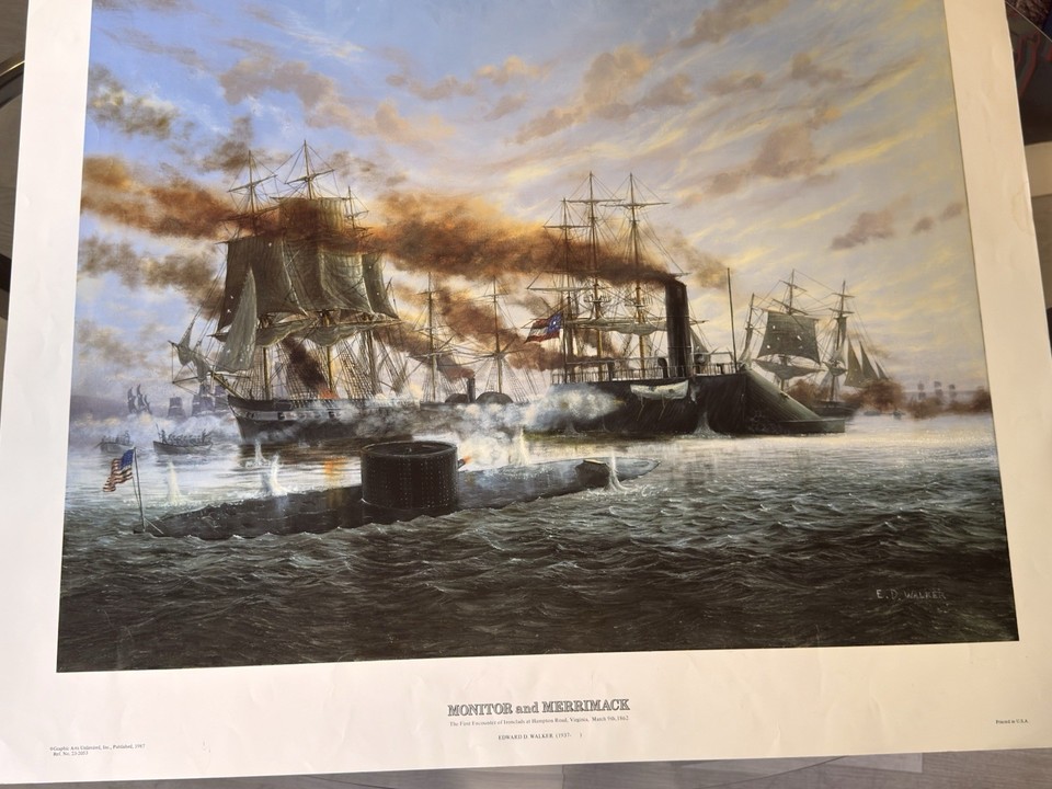 The Monitor and Merrimac Naval Battle Artwork Print | eBay