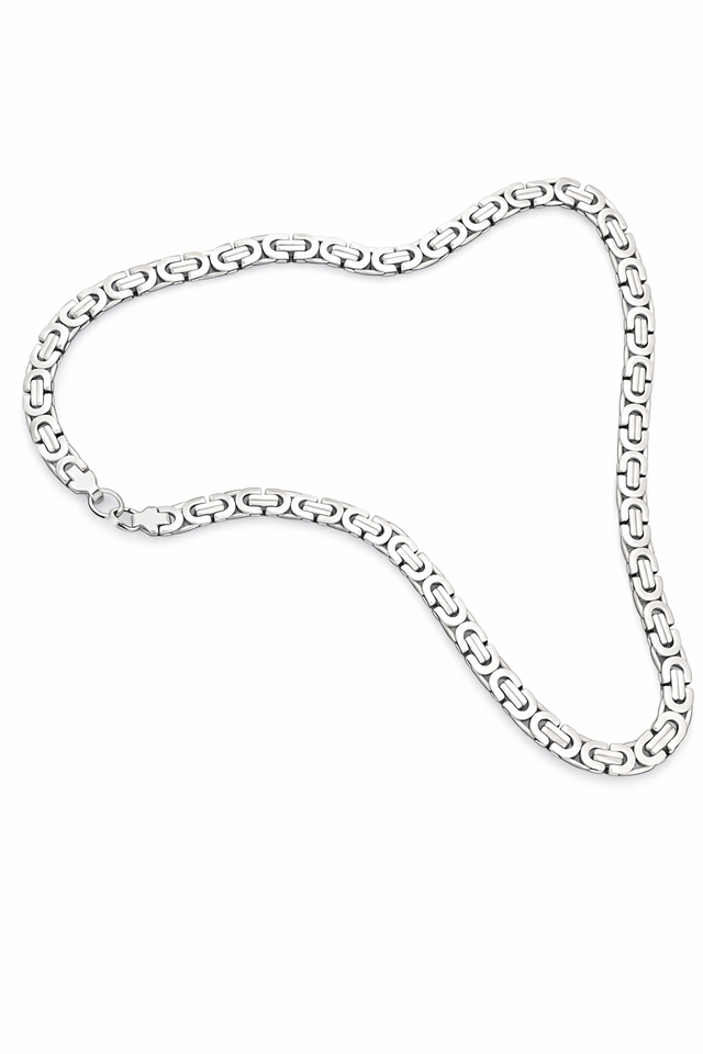 Men’s Silver Byzantine Chain Necklace & Bracelet Set – Stainless Steel ...