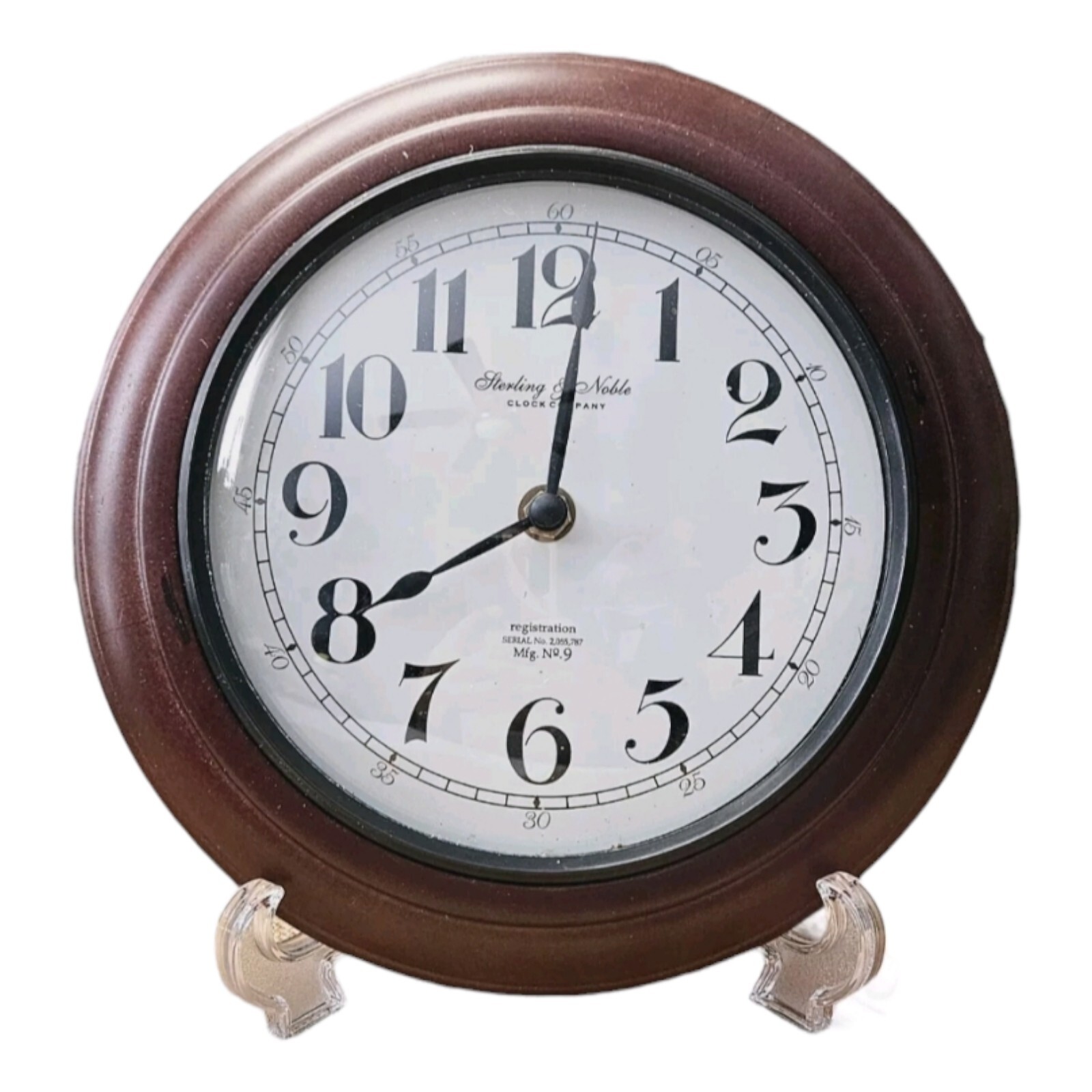 15 Inch Wall Clock Sterling and Noble Company Number 9 Dark Brown Wood ...