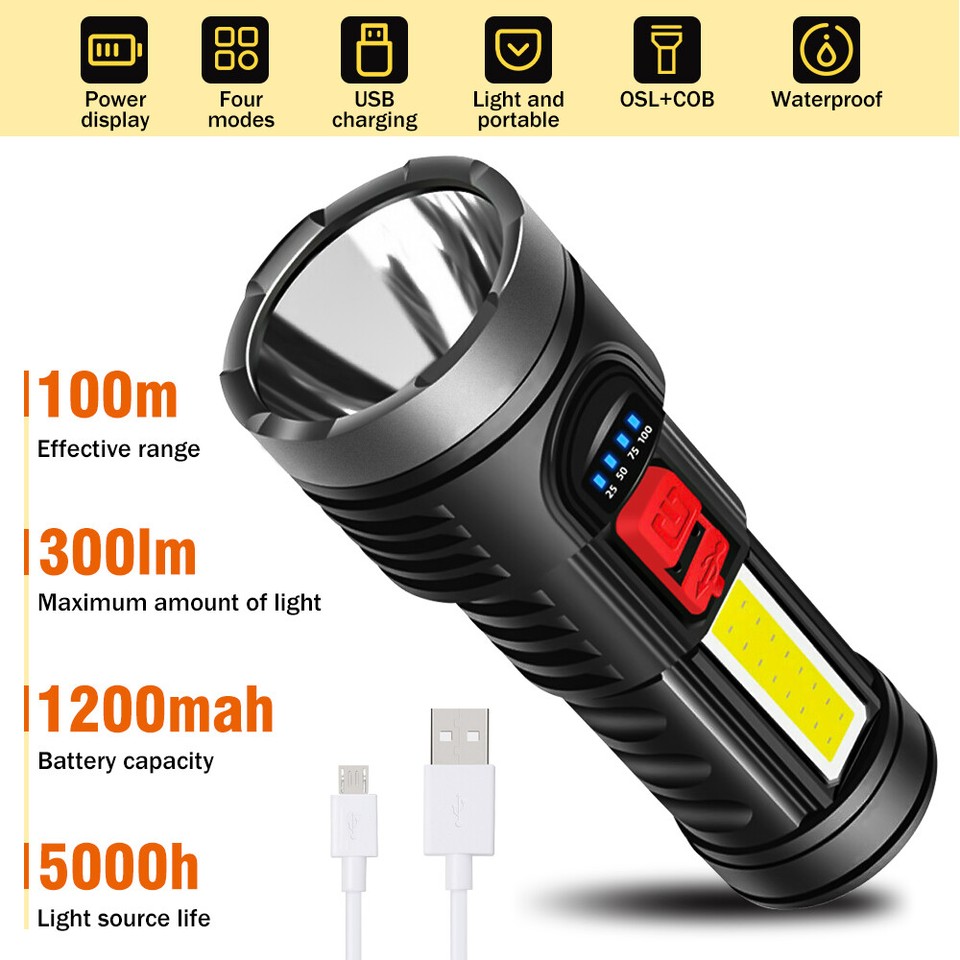 200000lm Super Bright LED Searchlight Rechargeable Spotlight Handheld ...