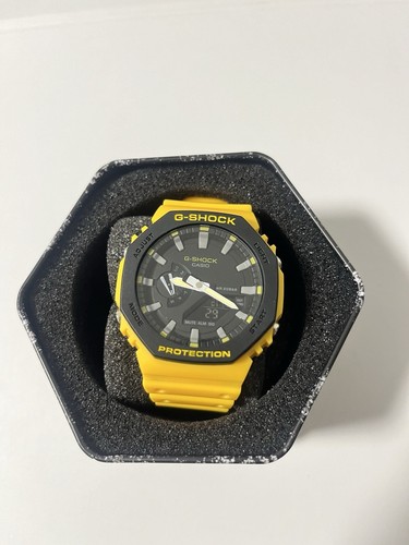 Casio G-Shock Carbon Core CasiOak Men's Yellow Watch GA-2100 GA-2110SU ...
