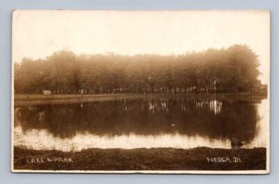 Neoga Illinois "Lake & Park" RPPC Antique Cumberland Photo Postcard ...