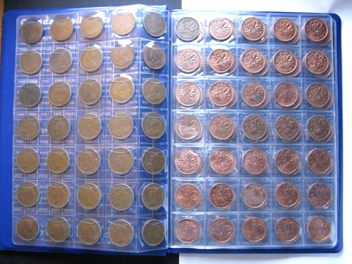 1920 - 2012, Canadian Small Cent Collection, Uni-Safe Album, 105 Coins ...