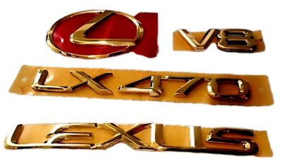 FITS New Lexus LX470 Emblem Rear KIT Trunk Word Gold 2003 2004 2005 ...