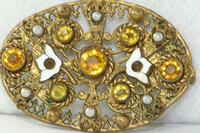 GORGEOUS FRENCH VICTORIAN ANTIQUE ENAMEL PASTE PIN PIN | eBay