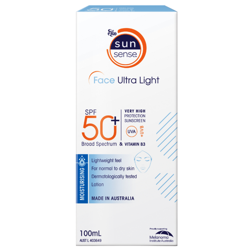 SunSense Face Ultra Light SPF50+ Sunscreen 100mL Broad Spectrum UVA/UVB ...