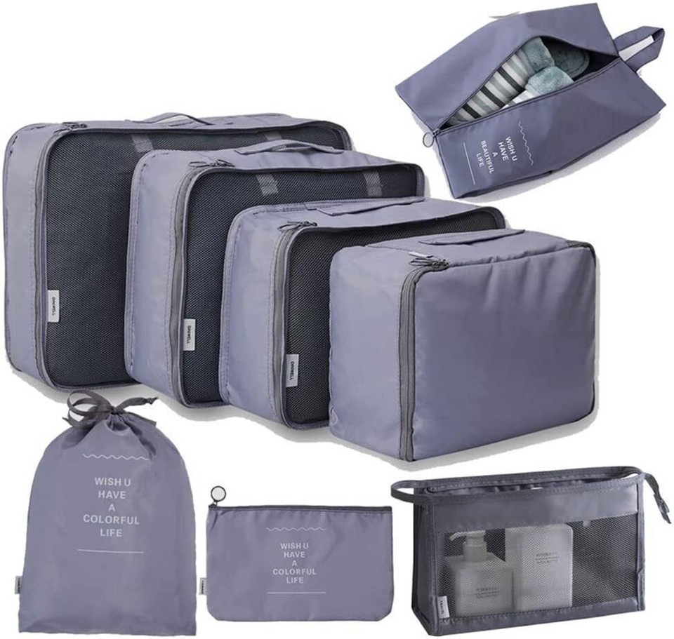 8 PCS Travel Luggage Organiser Set Suitcase Storage Bags Clothing ...