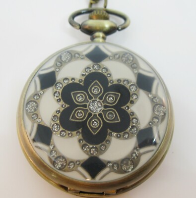 Harlequin Enamel & Glitter Pocket Watch with Your Choice of Chain ...