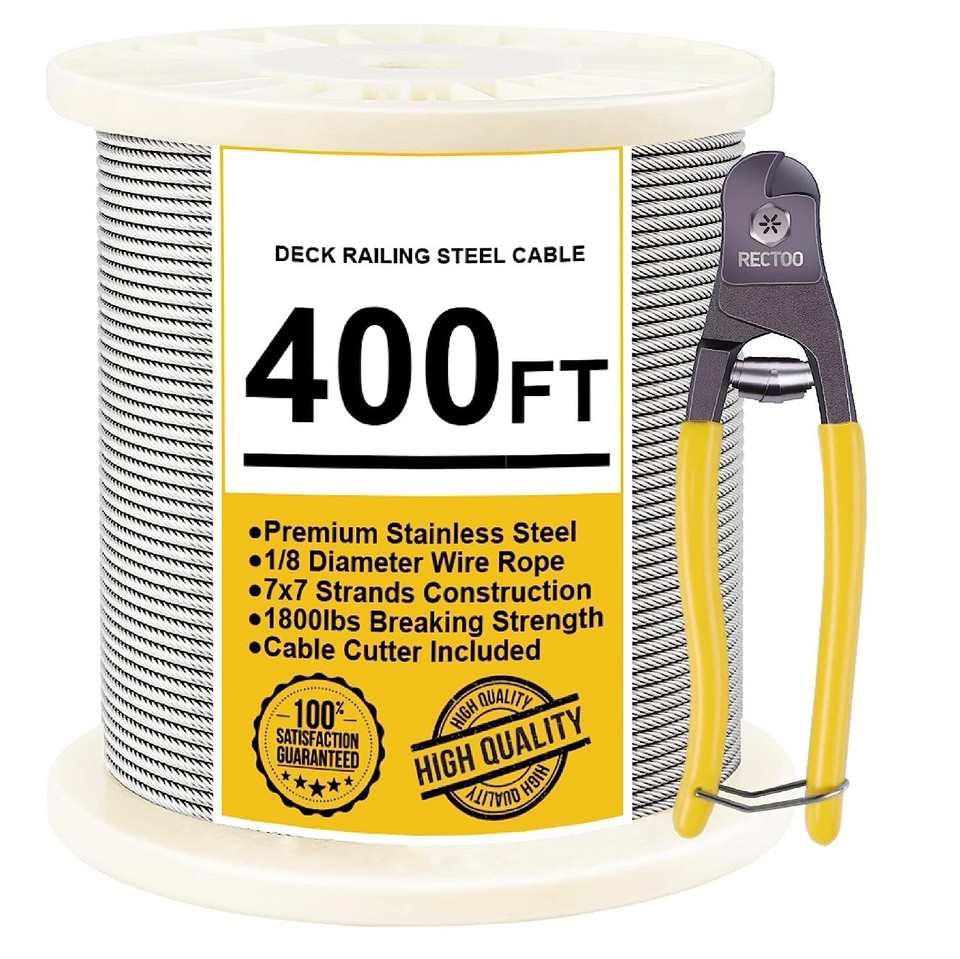 Cable Railing Kit Hardware 1/8 Stainless Steel Wire Rope Deck Railing ...