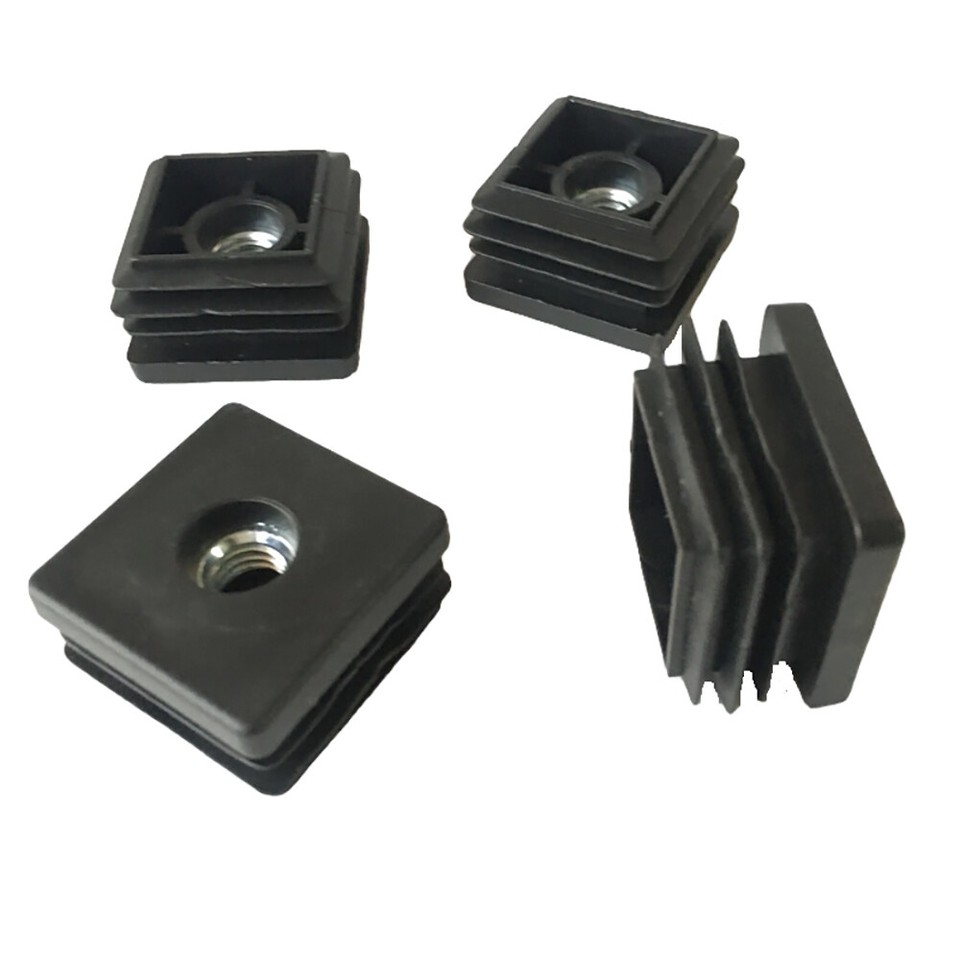 M8 Threaded Plugs Plastic Square Tube End Caps Furniture Adjustable ...