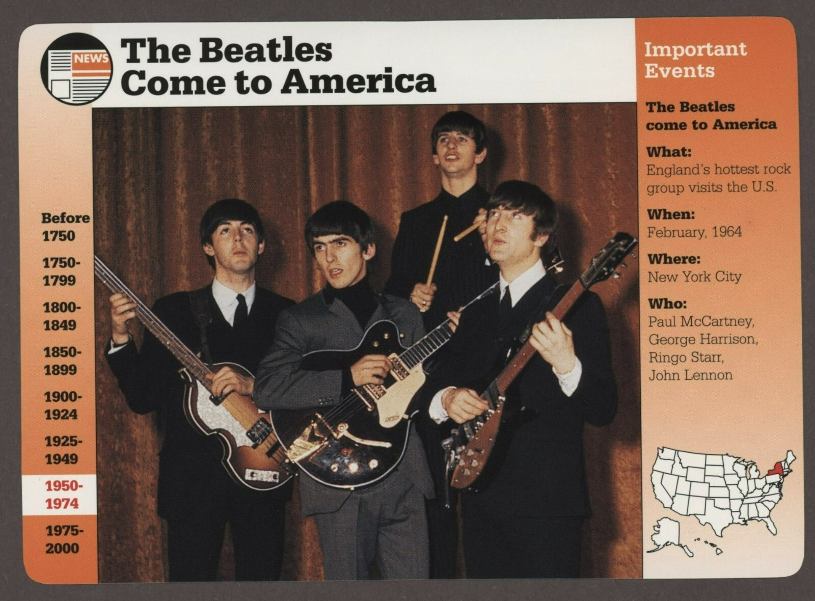 The Beatles Come to America Story of America History Card Events | eBay