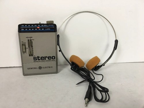 GE Portable AM FM Stereo Headset Radio General Electric 7-1010A WORKING ...