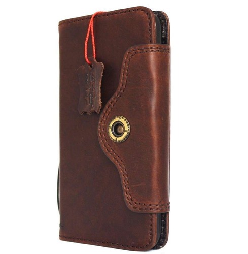 Genuine Vintage Natural Leather Case Apple iPhone 8 Plus Book Wallet ...