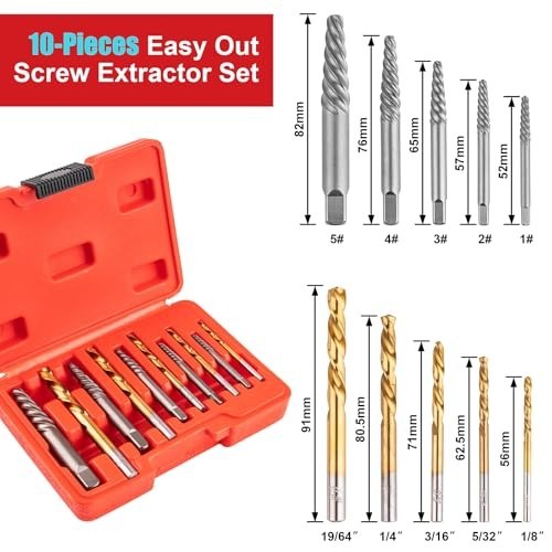 10-Pcs Screw Extractor Set Easy Out Drill Bits Set for Removing ...