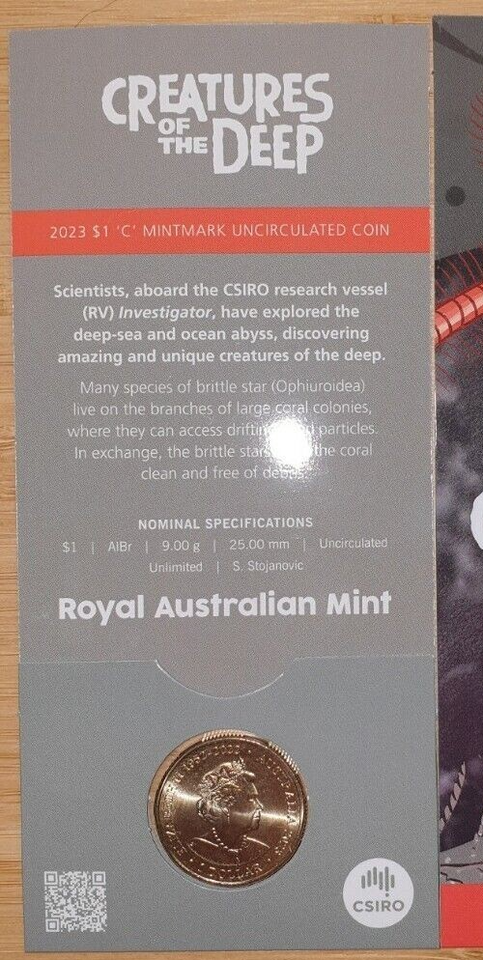 2023 Uncirculated $1 Coin " Creatures of the Deep " - Brittle Star " C ...
