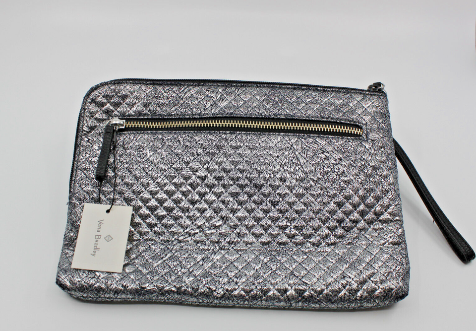 A5 NEW VERA BRADLEY Quilted Silver Wristlet Bag $78 | eBay