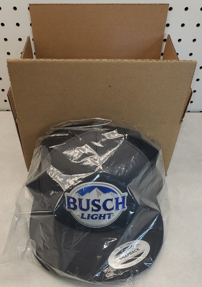 Busch Light Beer Patch on Yupoong Trucker Hat / YP Classics 6006 Black/Black | eBay